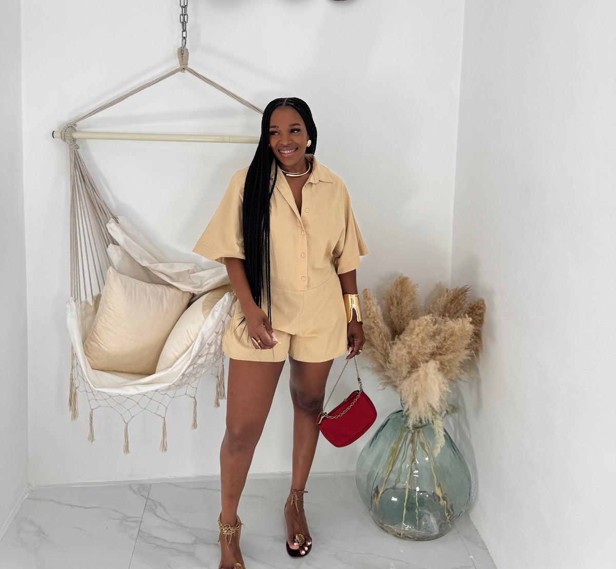 Crisp Luxe linen romper – theclothingfinery